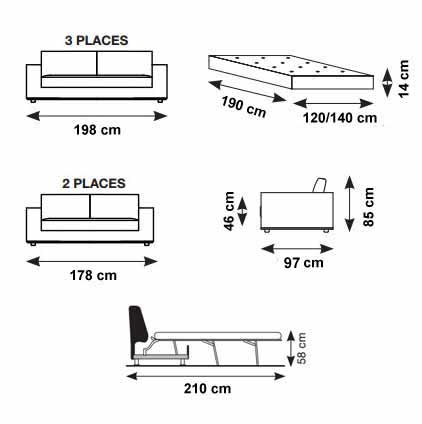 Canapé Rapido convertible tissu microfibre 2 places - lit 120 cm